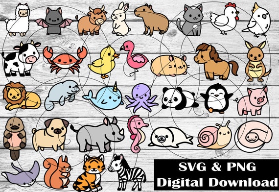 Animal SVG Bundle Cute Animal SVG Animal PNG Bundle Cute - Etsy Singapore