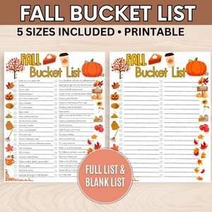 Fall Bucket List | 2 Options Included 1 Filled Bucket List and 1 ...