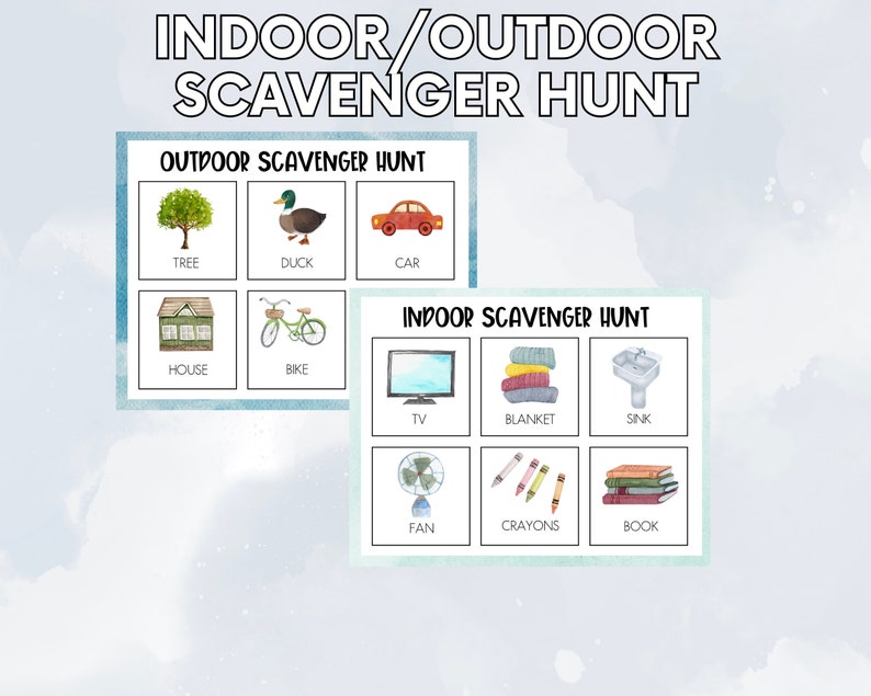 Indoor Outdoor Scavenger Hunt Prek | Scavenger Hunt for Kids | Activity ...