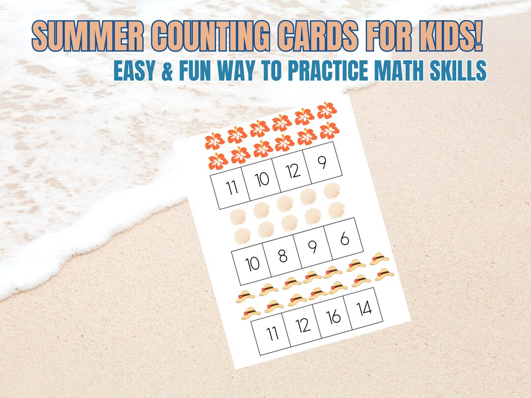 Summer Themed Counting Cards for Kids - Etsy