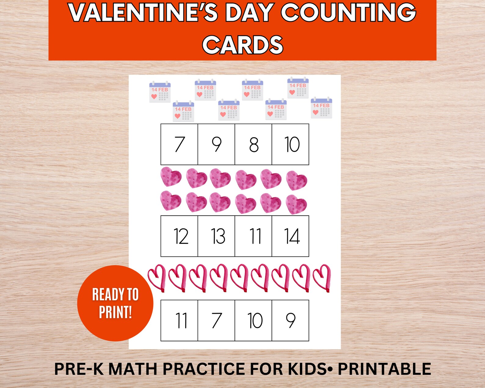 Valentine's Counting Cards for Kids | Preschool and Kindergarten ...