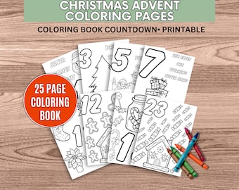 Advent Calendar Printable Coloring Pages Christmas Countdown Holiday - Etsy
