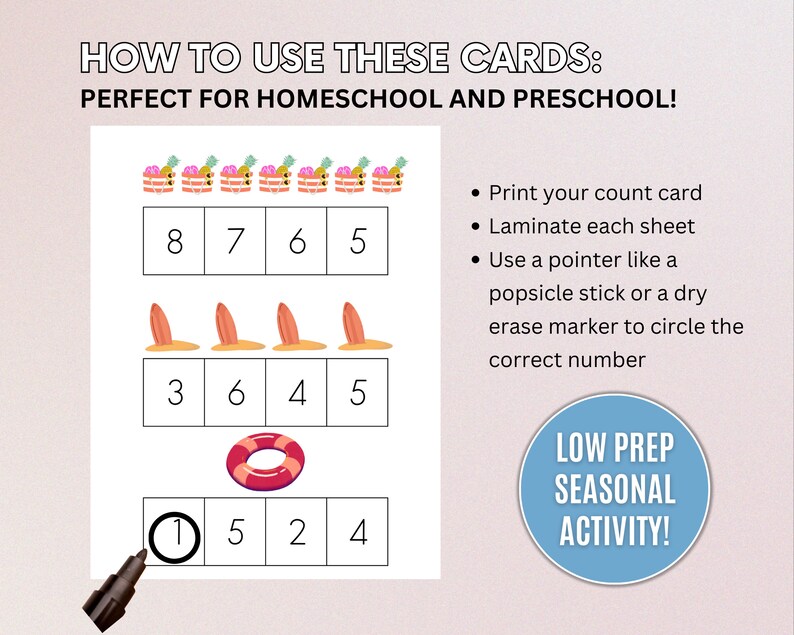 Summer Themed Counting Cards for Kids | Counting Activity for Kids ...