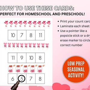 Valentine's Counting Cards for Kids | Preschool and Kindergarten ...
