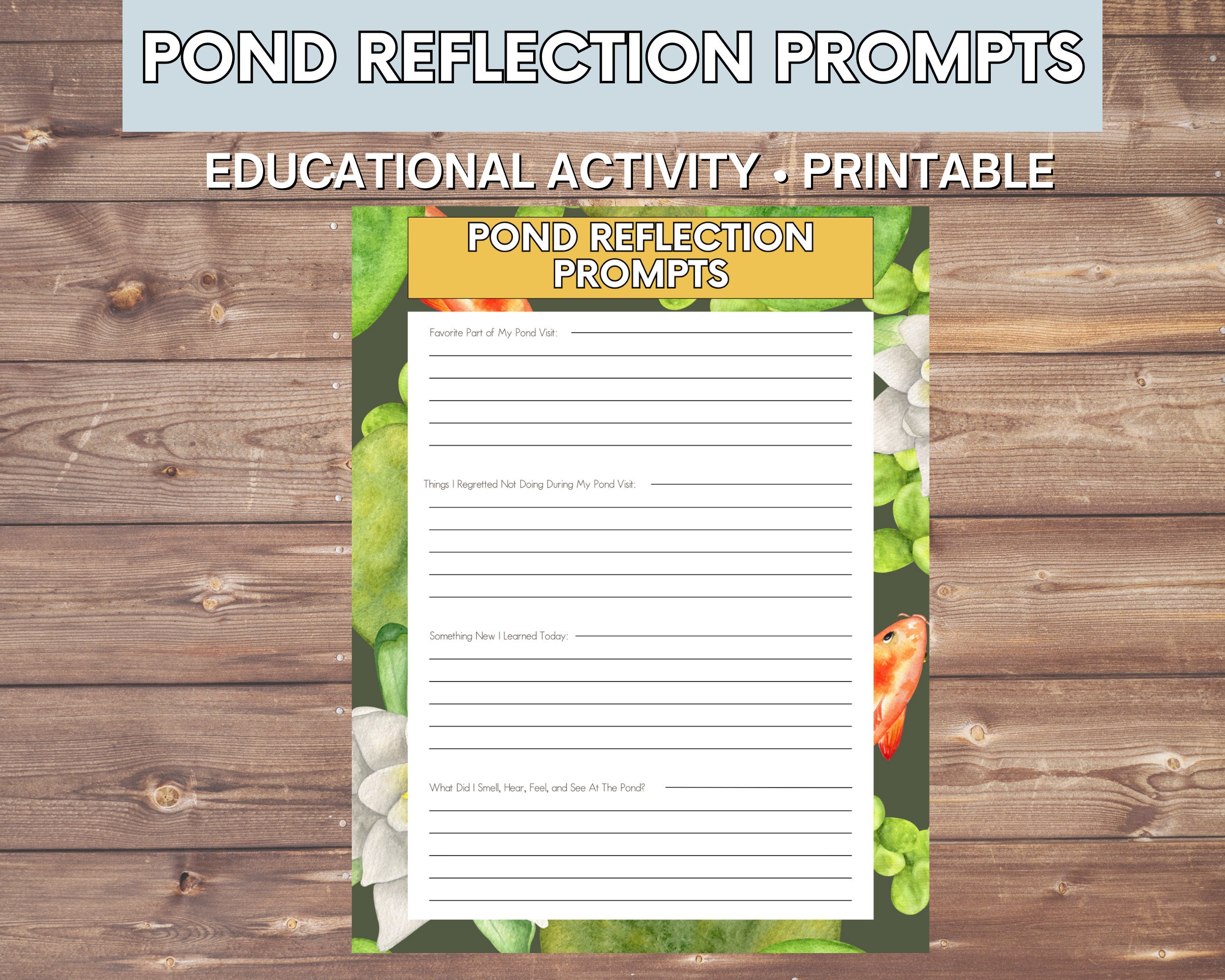 Pond Reflection Prompts | Science Activity | Aquatic Ecosystem Activity ...