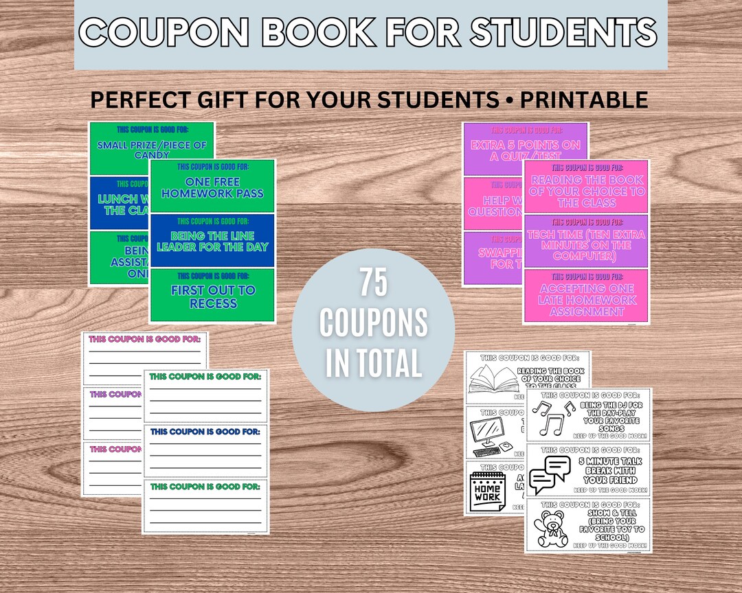 Coupon Book for Students From Teacher | Printable Kids Reward Coupons ...