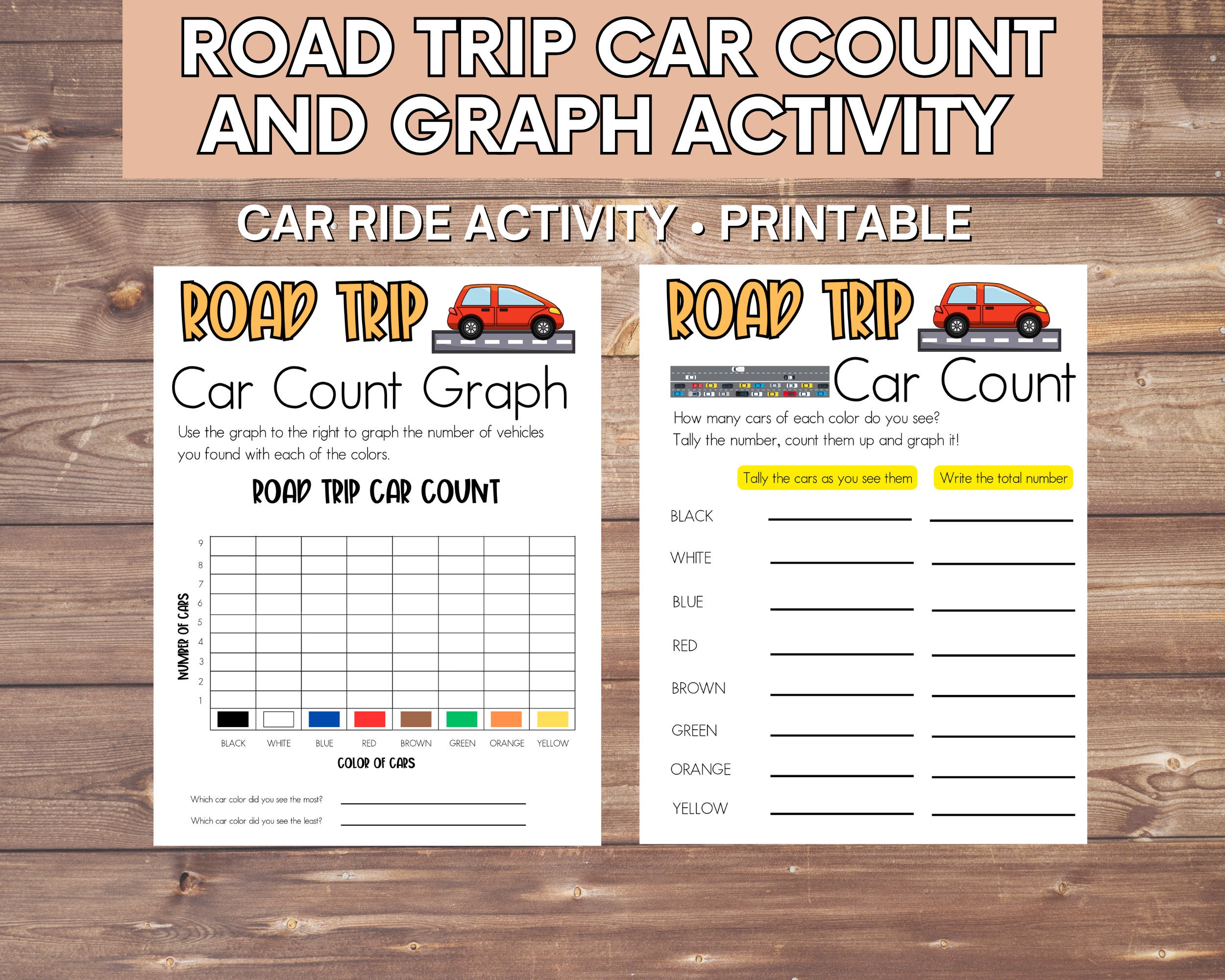 Road Trip Car Count Activity | Road Trip Activity | Long Car Ride ...