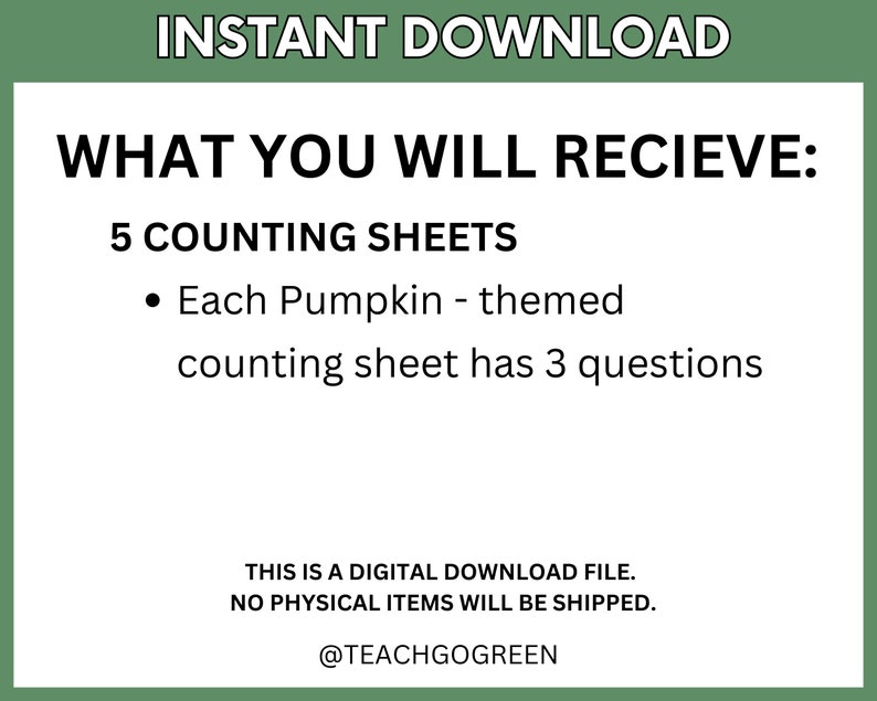 Pumpkin Counting Cards for Kids | Preschool and Kindergarten Counting ...