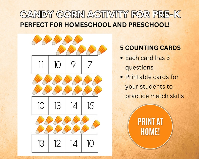 Candy Corn Counting Cards for Kids | Preschool and Kindergarten ...