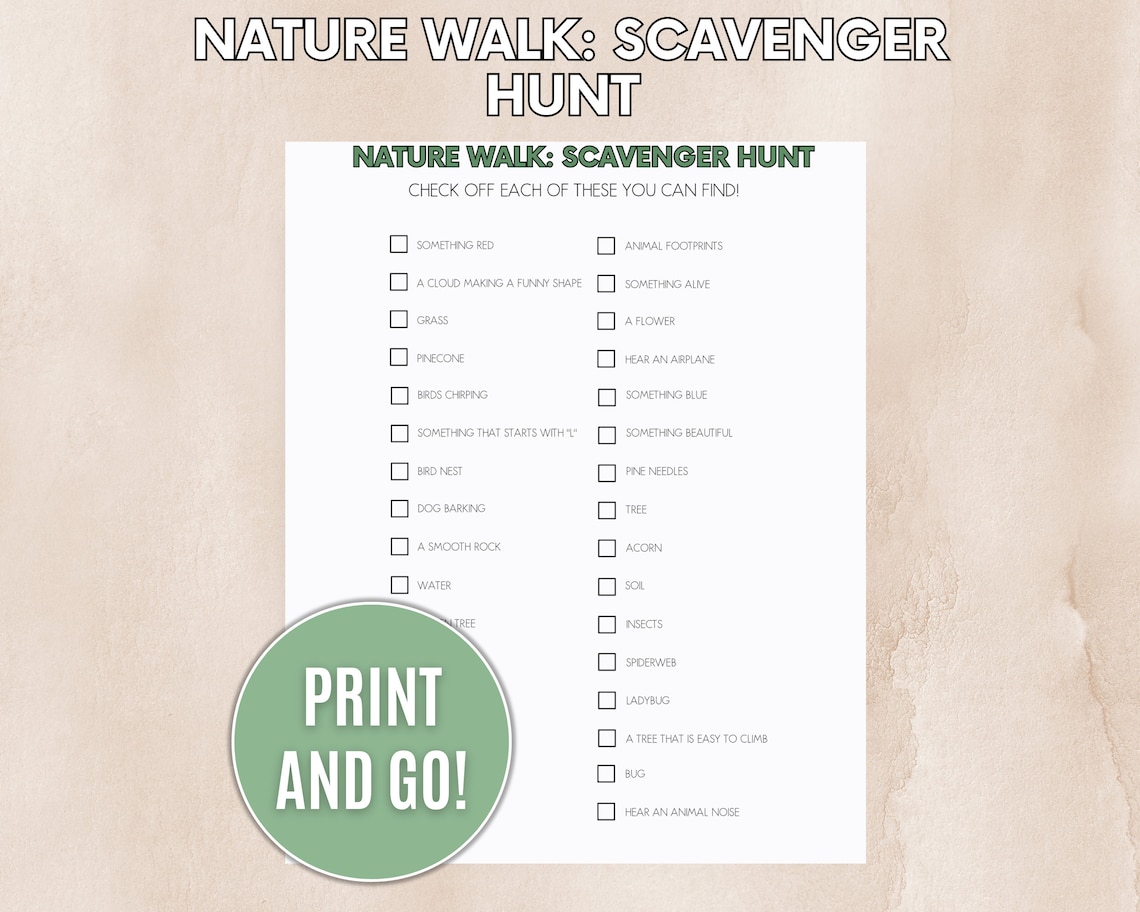 Nature Walk Scavenger Hunt Checklist | Nature Walk Activity | Science ...