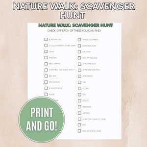 Nature Walk Scavenger Hunt Checklist | Nature Walk Activity | Science ...