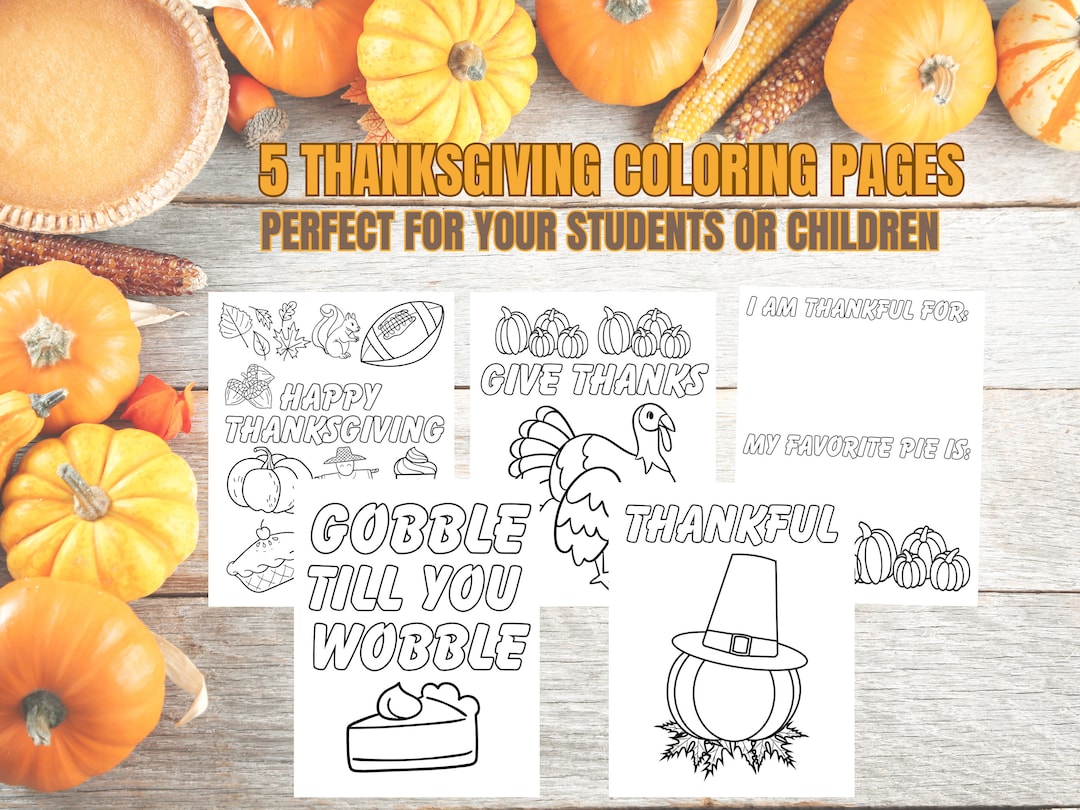 Thanksgiving Printable Coloring Pages 5 Thanksgiving - Etsy