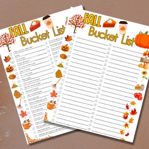 Fall Bucket List | 2 Options Included 1 Filled Bucket List and 1 ...