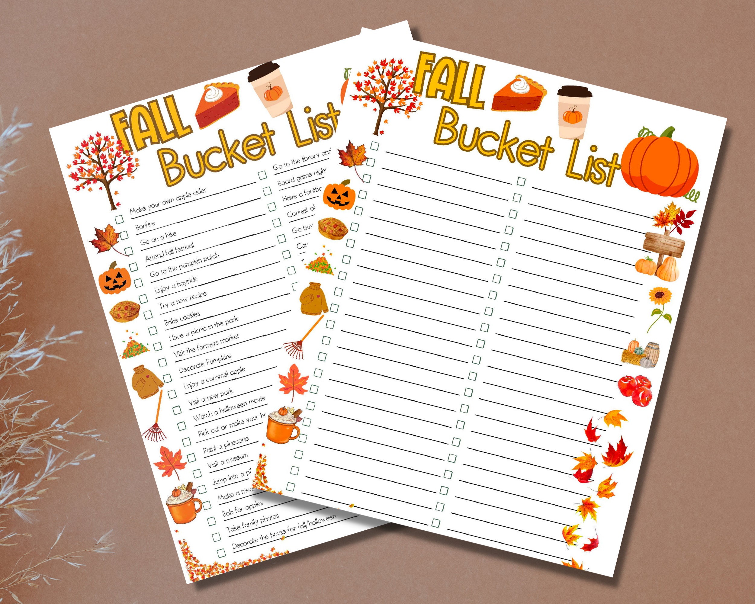 Fall Bucket List | 2 Options Included 1 Filled Bucket List and 1 ...