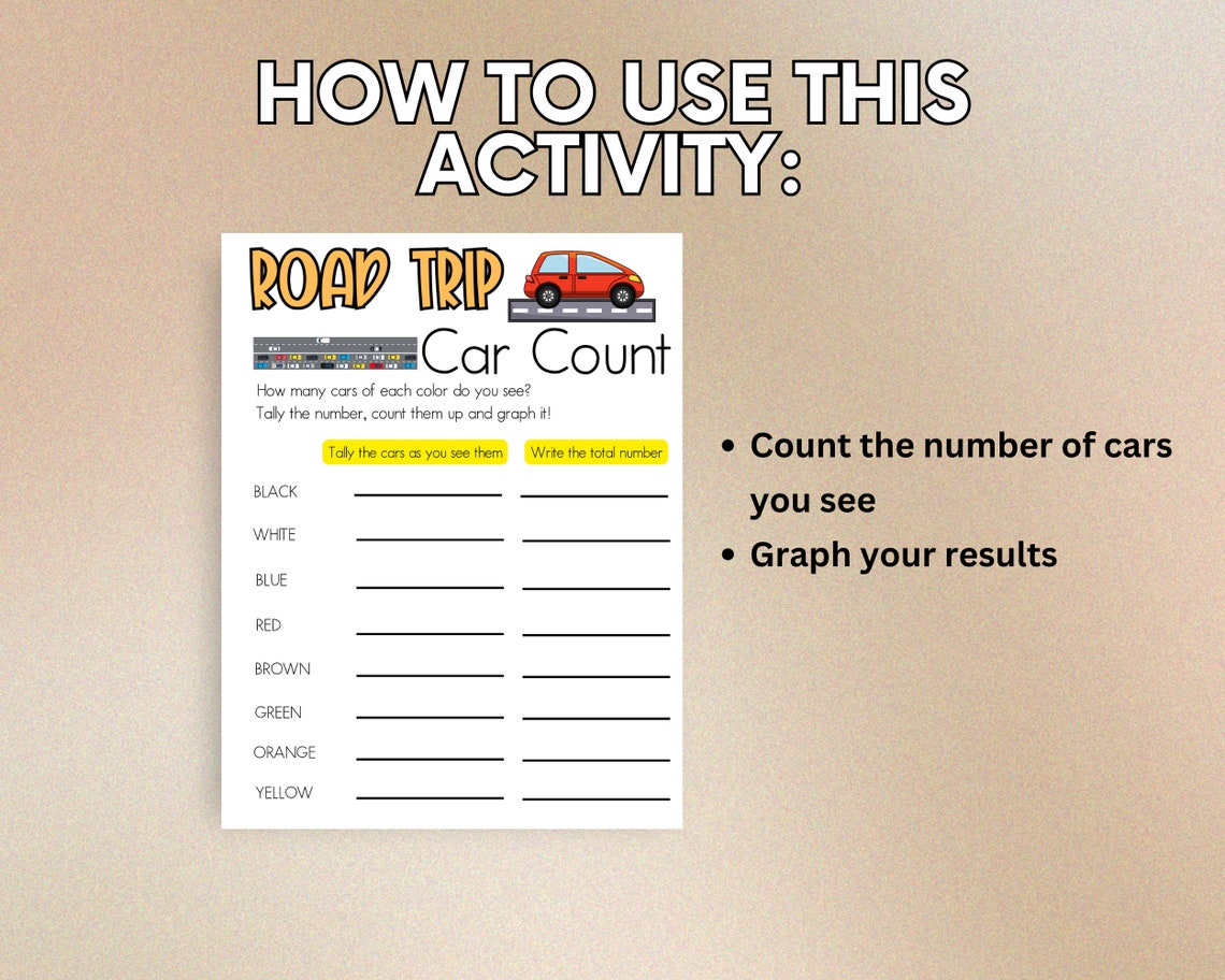 Road Trip Car Count Activity | Road Trip Activity | Long Car Ride ...
