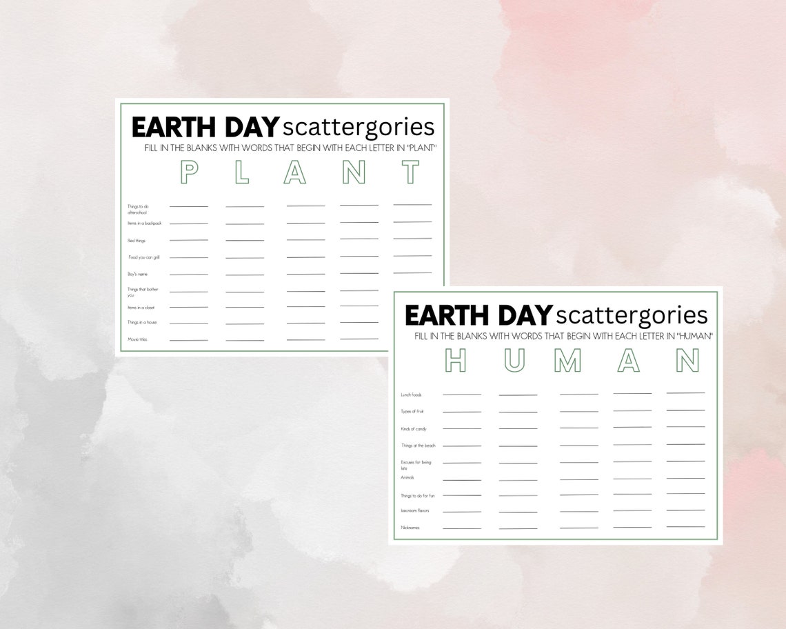 Earth Day Scattergories | Printable Earth Day Game | Science Class ...