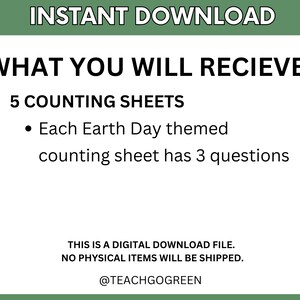 Earth Day Counting Cards for Kids | Preschool & Kindergarten Counting ...