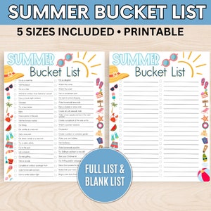 Summer Bucket List | Two Options Included One Filled Bucket List and ...