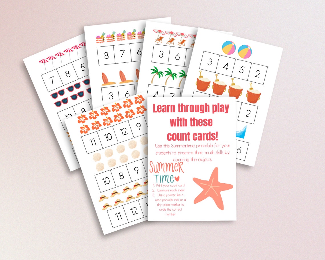Summer Themed Counting Cards for Kids | Counting Activity for Kids ...