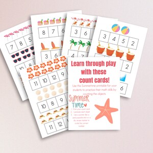 Summer Themed Counting Cards for Kids | Counting Activity for Kids ...