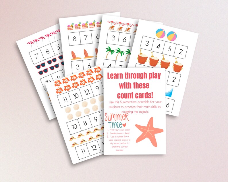 Summer Themed Counting Cards for Kids | Counting Activity for Kids ...