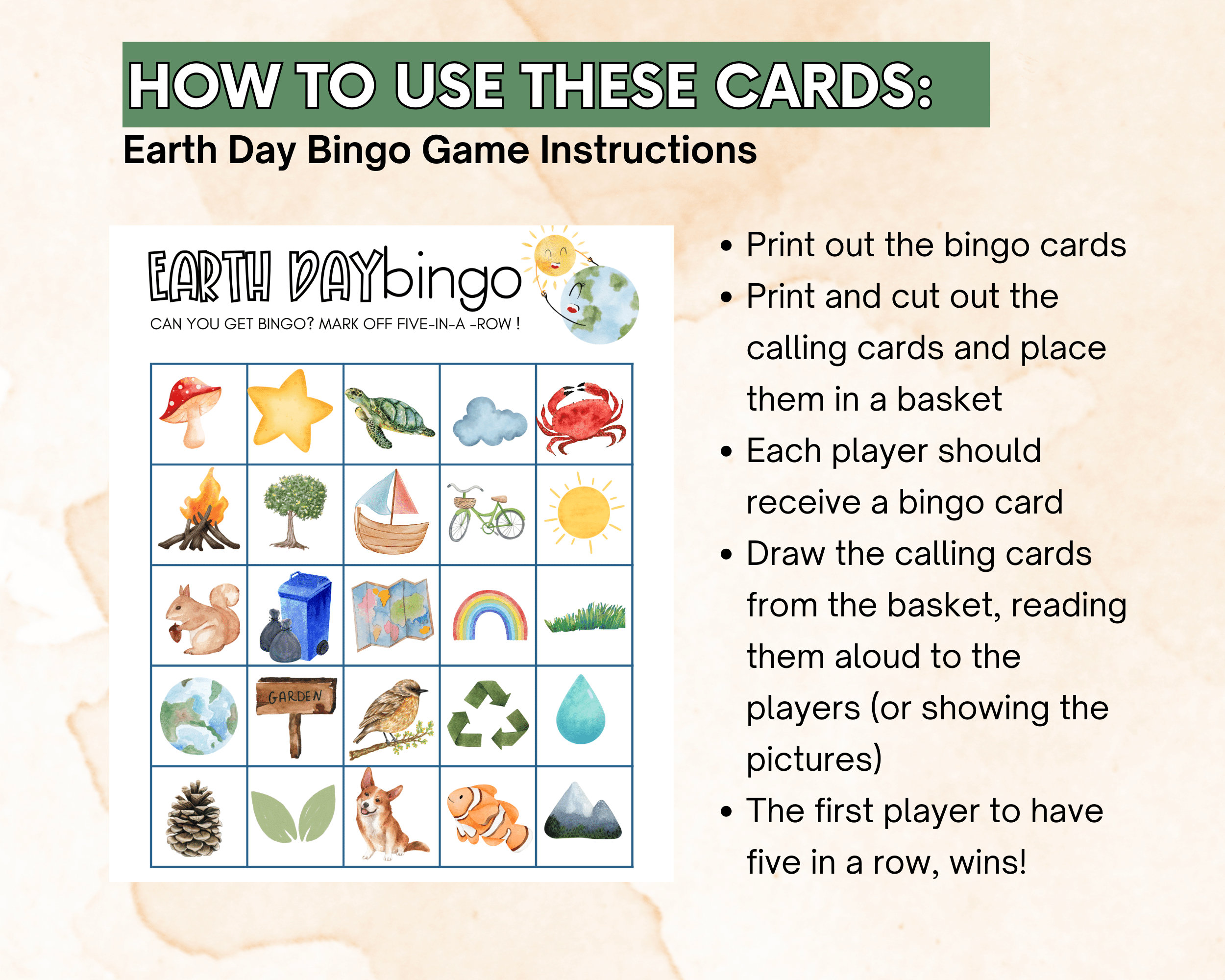 Earth Day Picture Bingo | Printable Science Bingo Cards for Kids ...