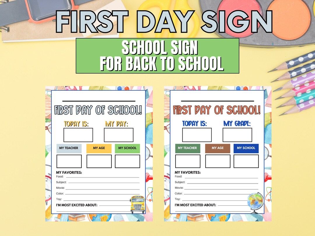 First Day of School Signs Printable First Day of School Sign - Etsy
