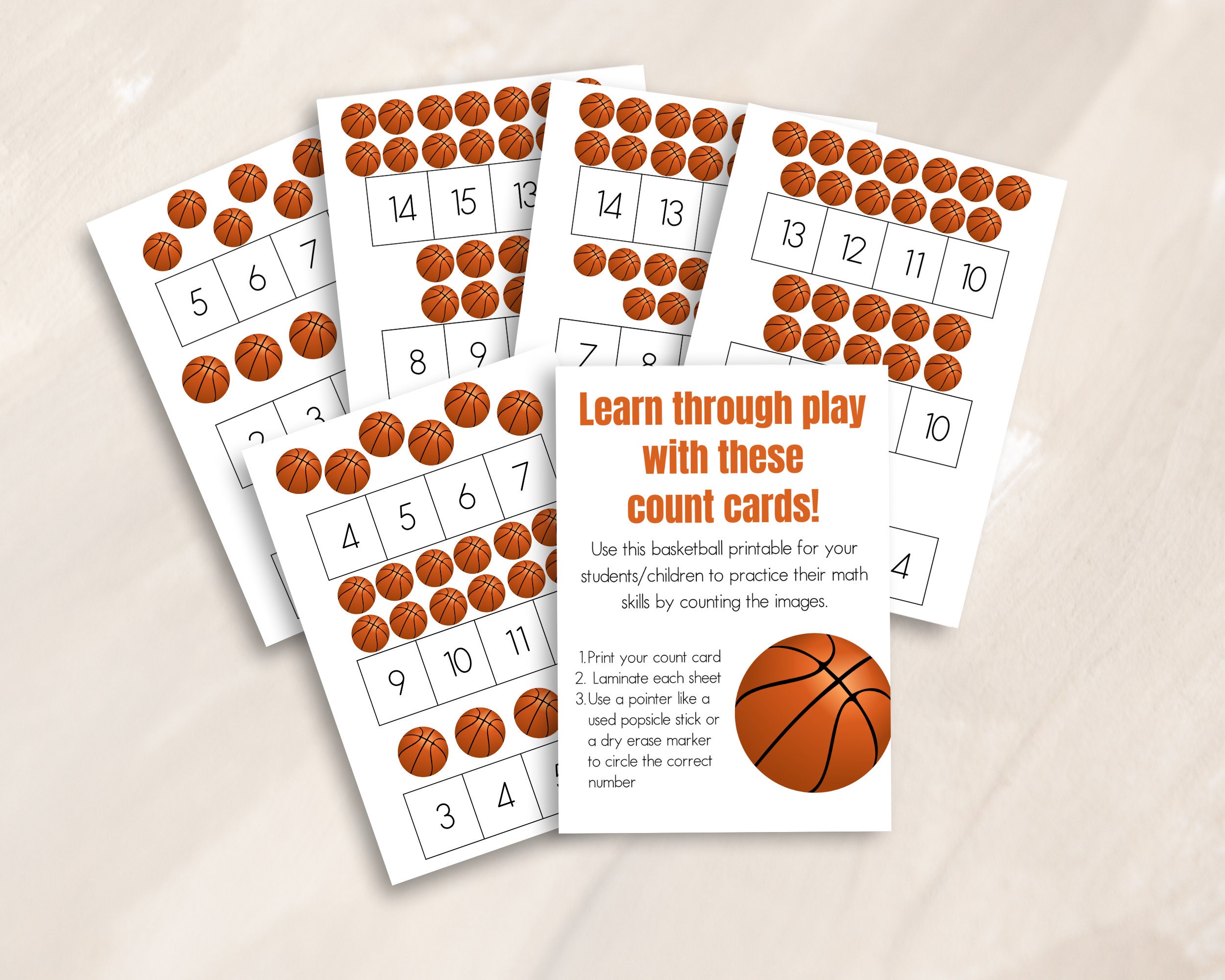 Sports Counting Cards for Kids Preschool and Kindergarten Counting ...