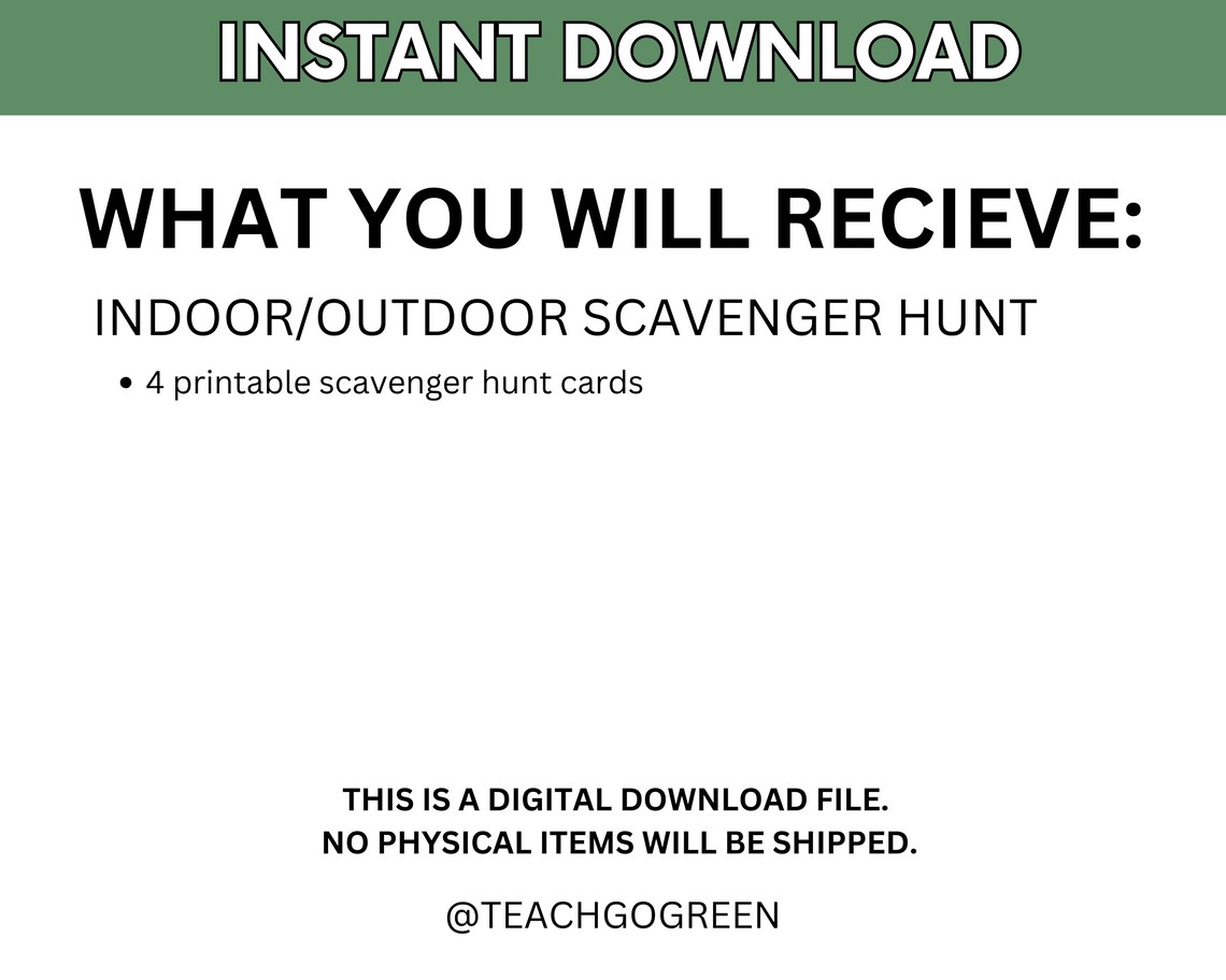 Indoor Outdoor Scavenger Hunt Prek | Scavenger Hunt for Kids | Activity ...