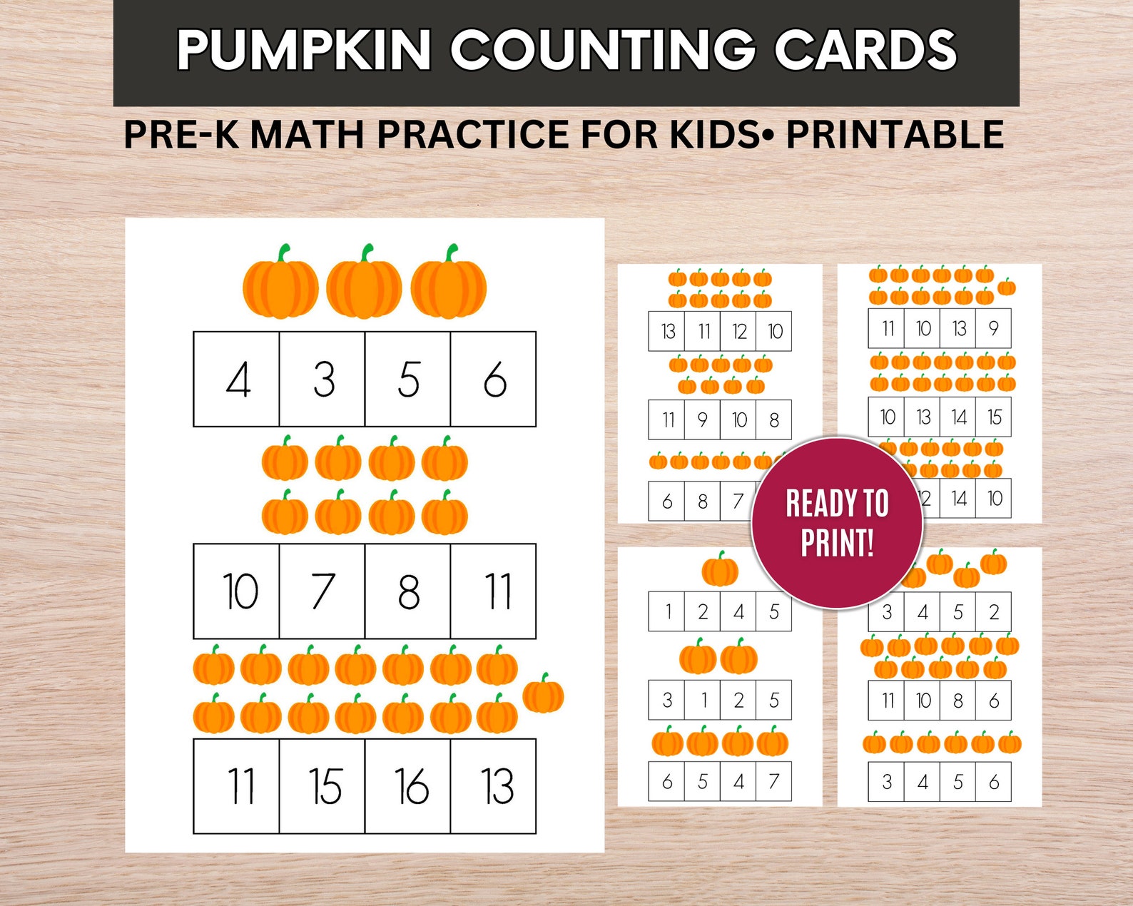 Pumpkin Counting Cards for Kids | Preschool and Kindergarten Counting ...