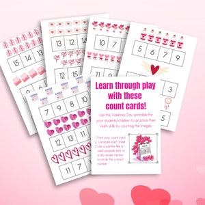 Valentine's Counting Cards for Kids | Preschool and Kindergarten ...