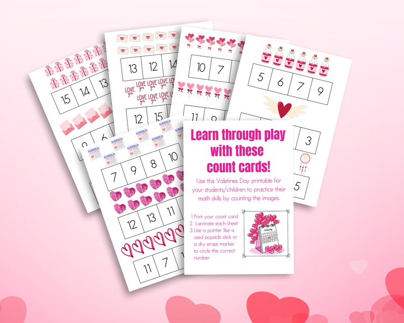 Valentine's Counting Cards for Kids | Preschool and Kindergarten ...