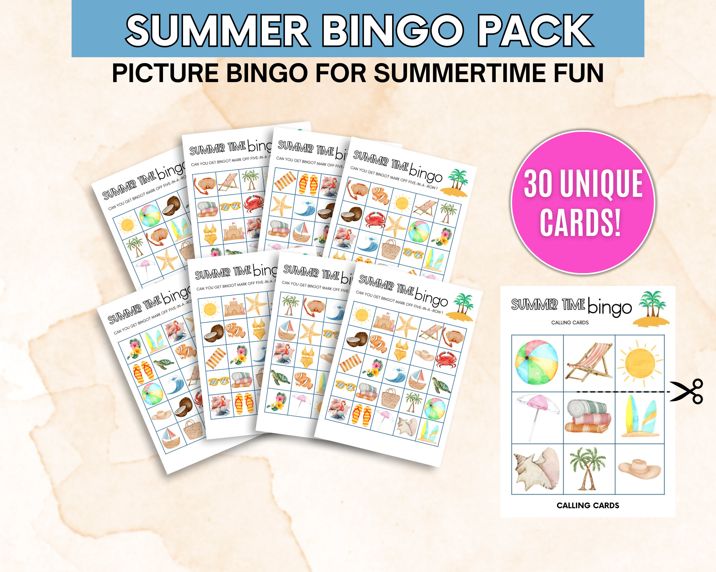 Summertime BINGO | BINGO Game for Kids | Classroom Game for Students ...