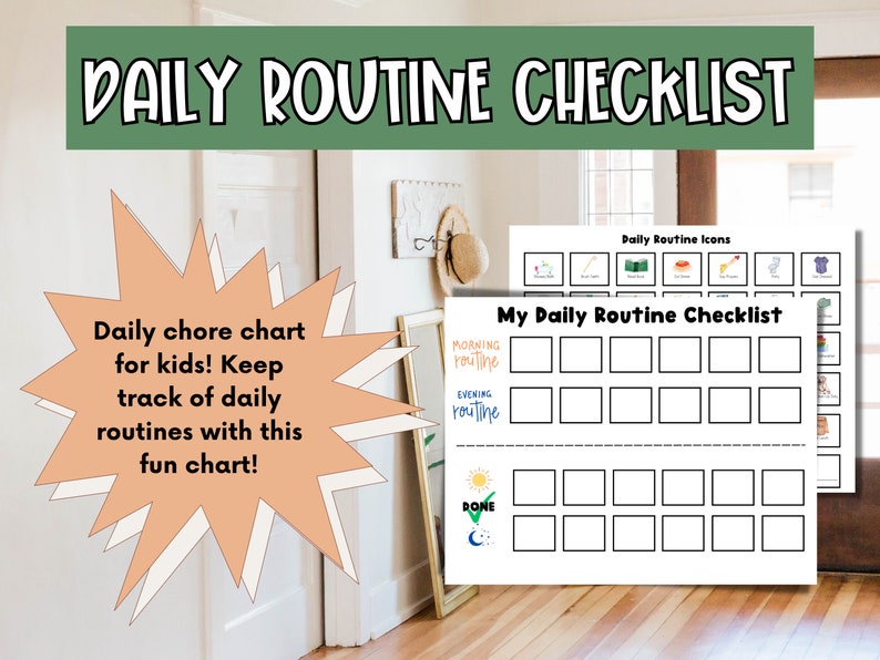 Printable Daily Routine Checklist for Kids - Etsy