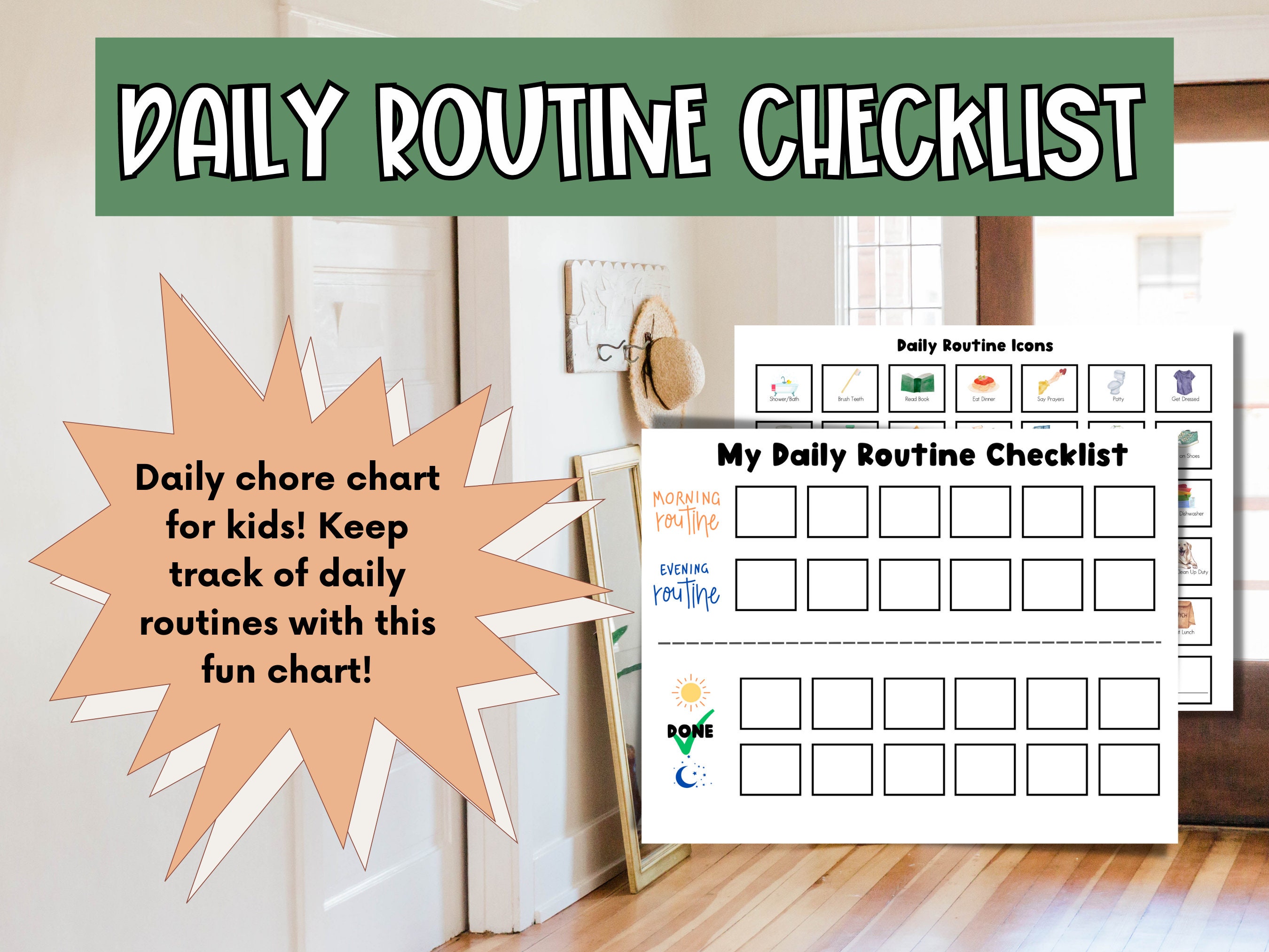 Printable Daily Routine Checklist for Kids - Etsy Ireland