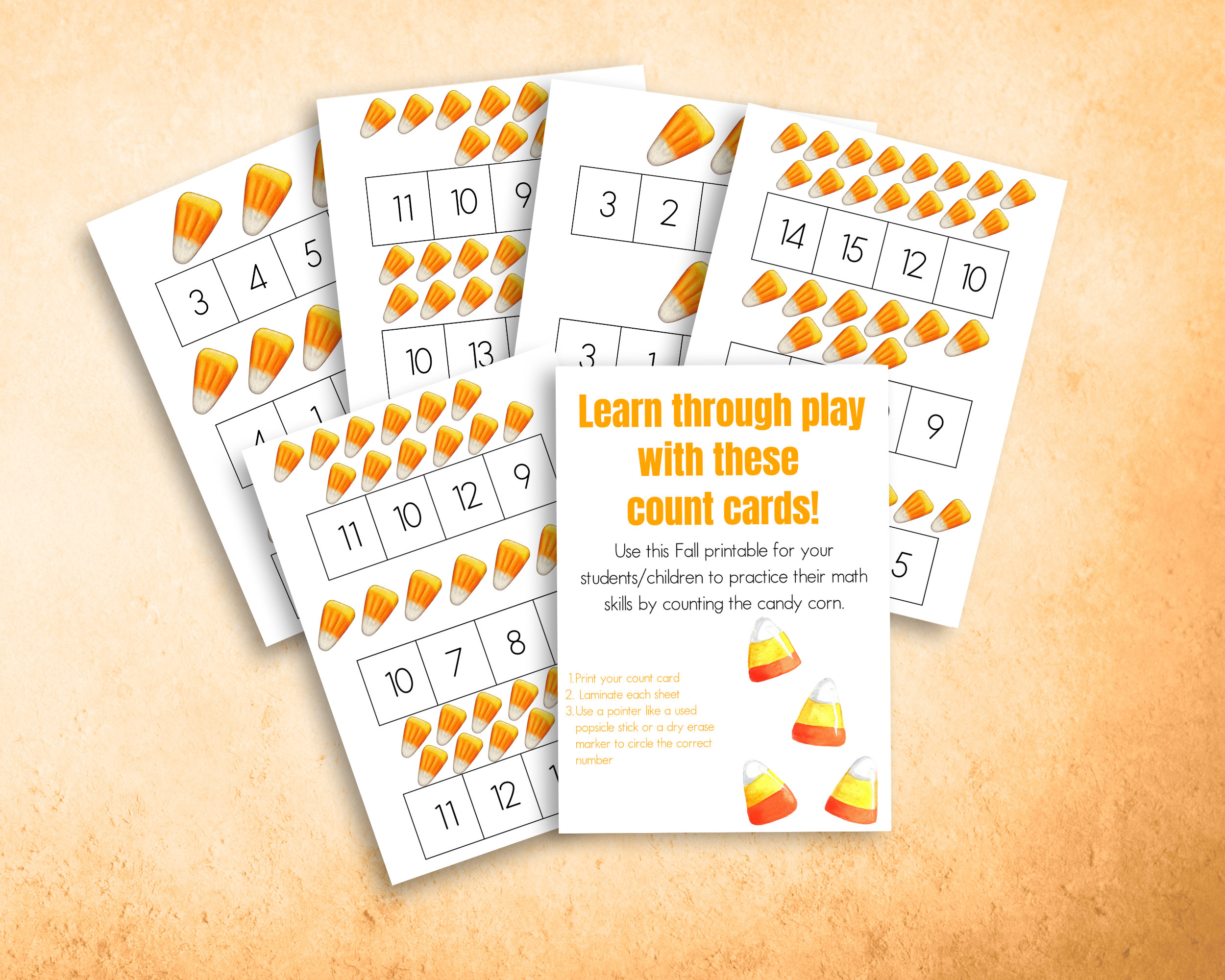 Candy Corn Counting Cards for Kids | Preschool and Kindergarten ...