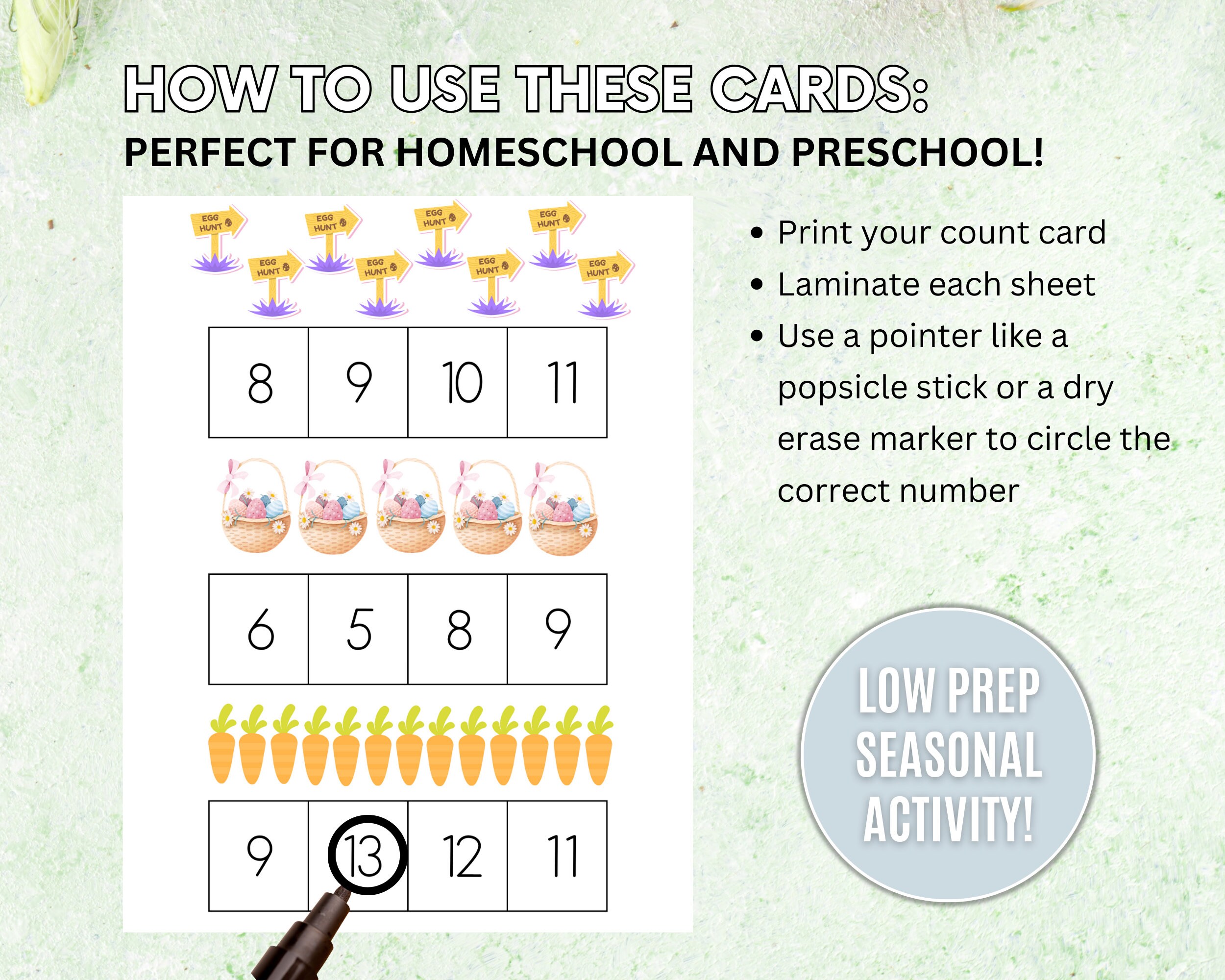 Easter Counting Cards for Kids | Preschool and Kindergarten Counting ...