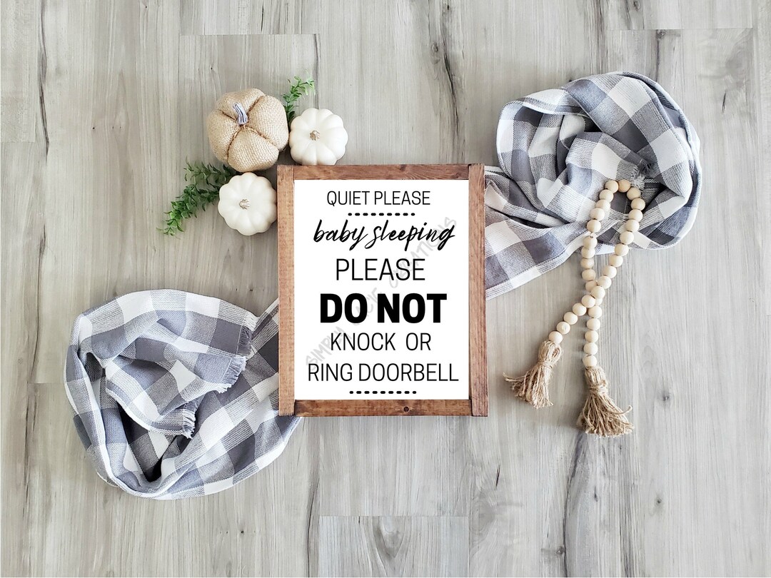 Quiet Baby Sleeping Sign, Sign for Newborn, Do Not Knock Baby Sign ...