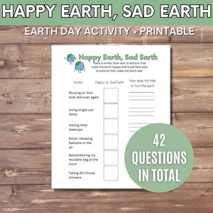 Happy Earth Vs Sad Earth Activity | Elementary School Science Activity ...