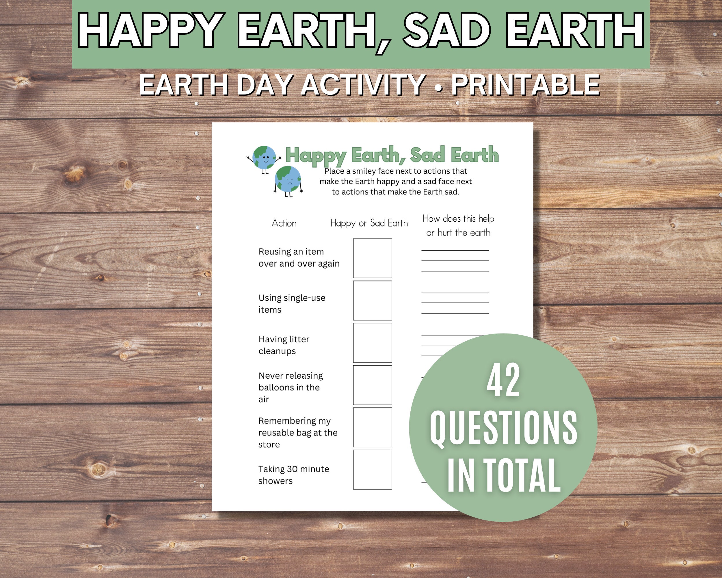 Happy Earth Vs Sad Earth Activity | Elementary School Science Activity ...