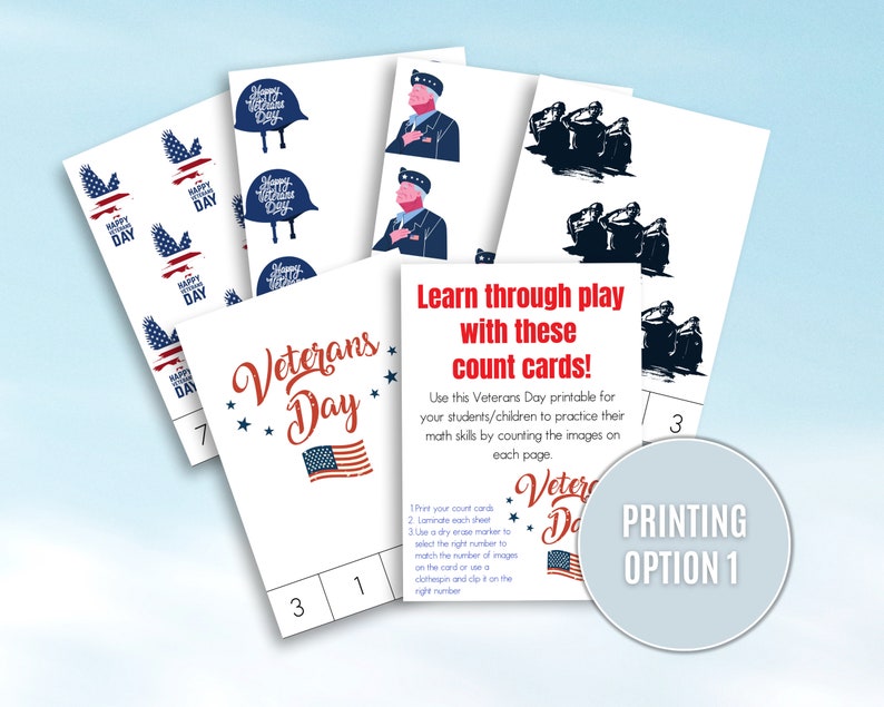 Veterans Day Counting Cards | Preschool and Kindergarten Counting ...