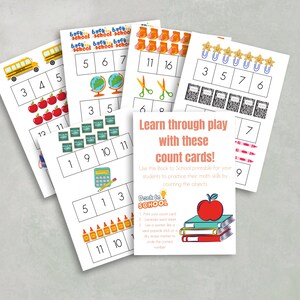 Back to School Counting Cards | Pre-k Math Activity | Kindergarten Math ...