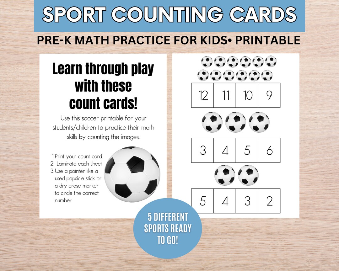Sports Counting Cards for Kids | Preschool and Kindergarten Counting ...