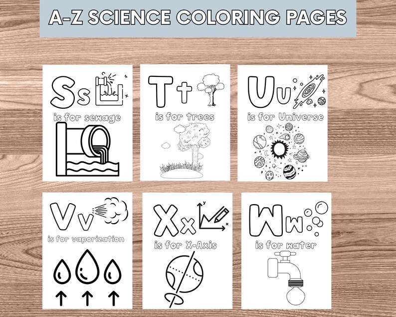 A-Z Science Alphabet Coloring Pages | Alphabet Coloring Pages for Kids ...