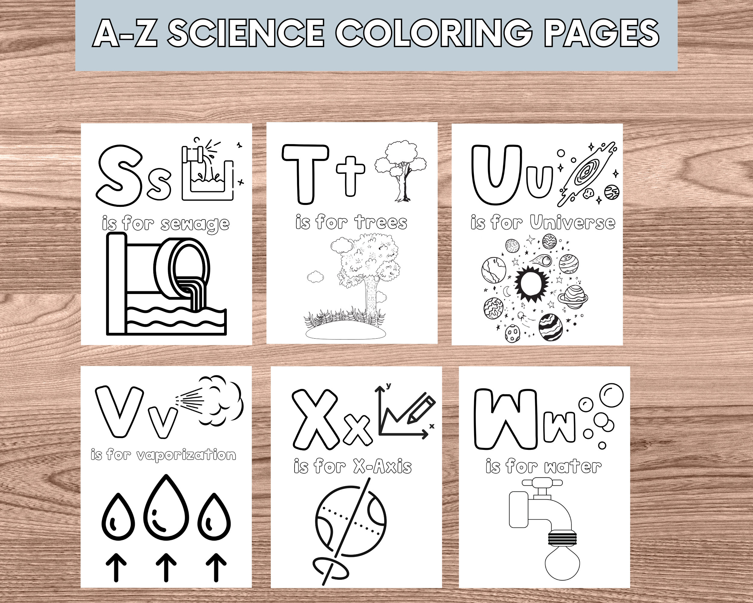A-Z Science Alphabet Coloring Pages | Alphabet Coloring Pages for Kids ...