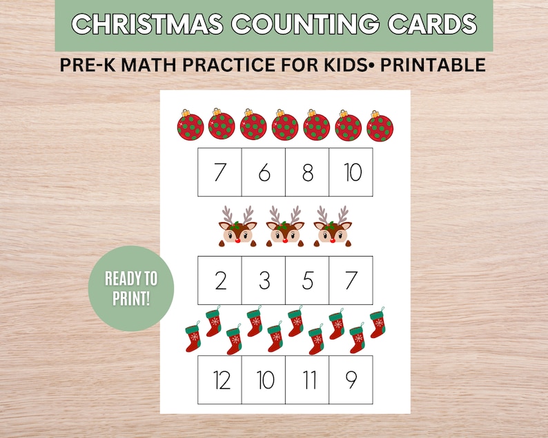 Christmas Counting Activity for Kids | Printable Counting Activity for ...