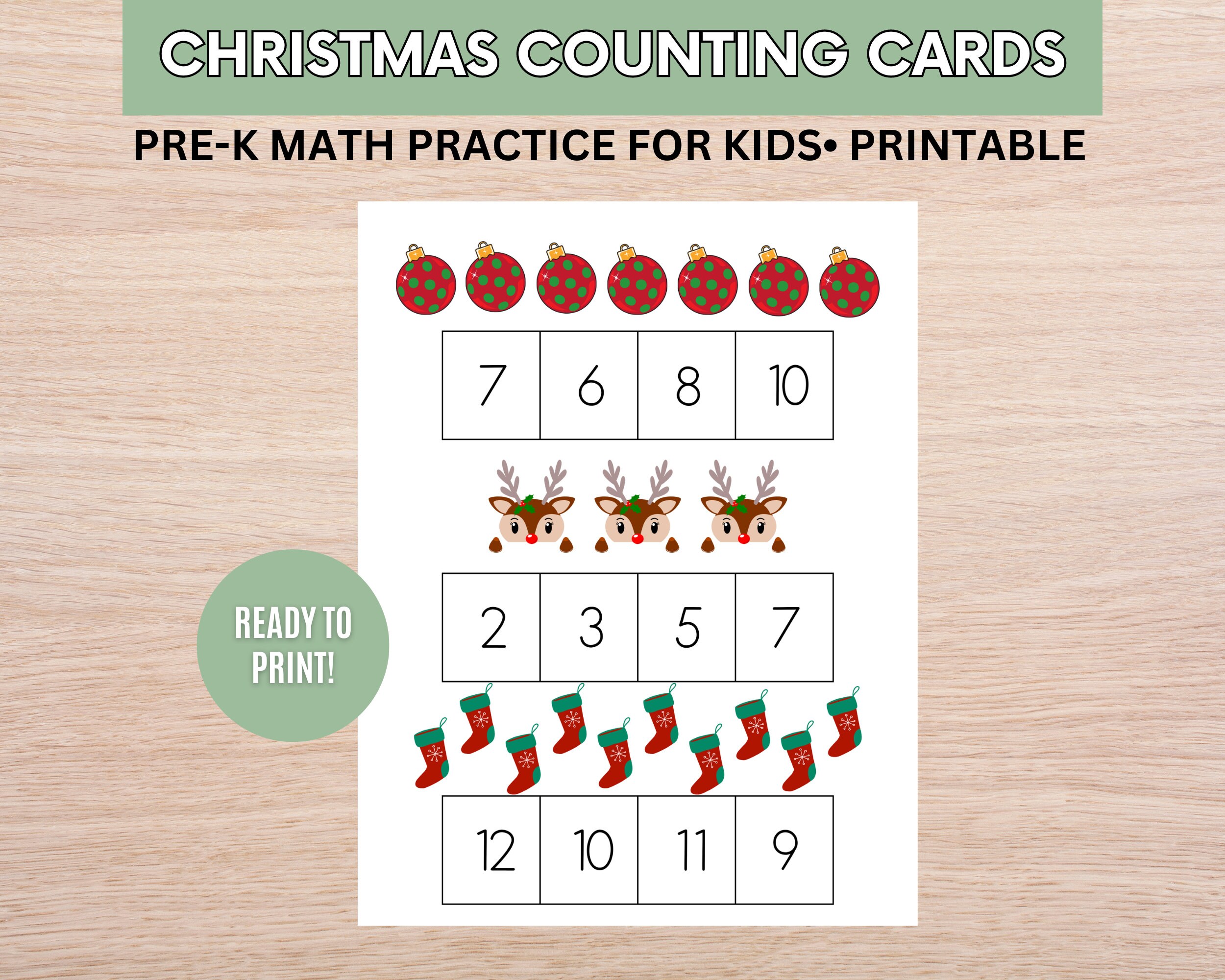Christmas Counting Activity for Kids | Printable Counting Activity for ...