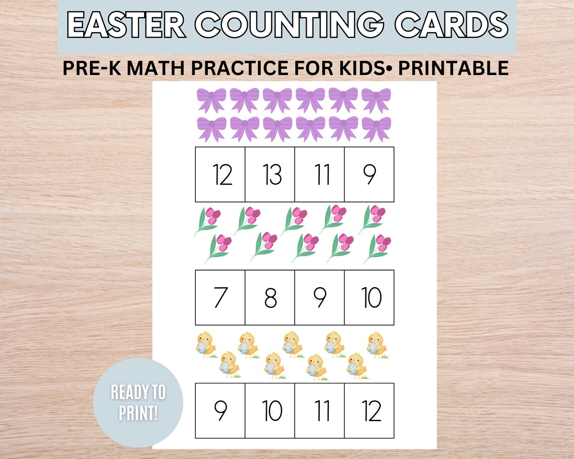 Easter Counting Cards for Kids | Preschool and Kindergarten Counting ...