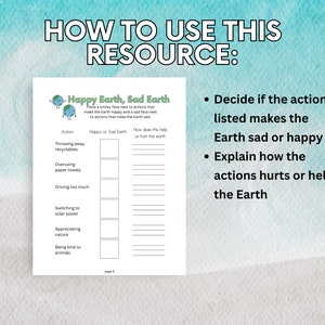 Happy Earth Vs Sad Earth Activity | Elementary School Science Activity ...