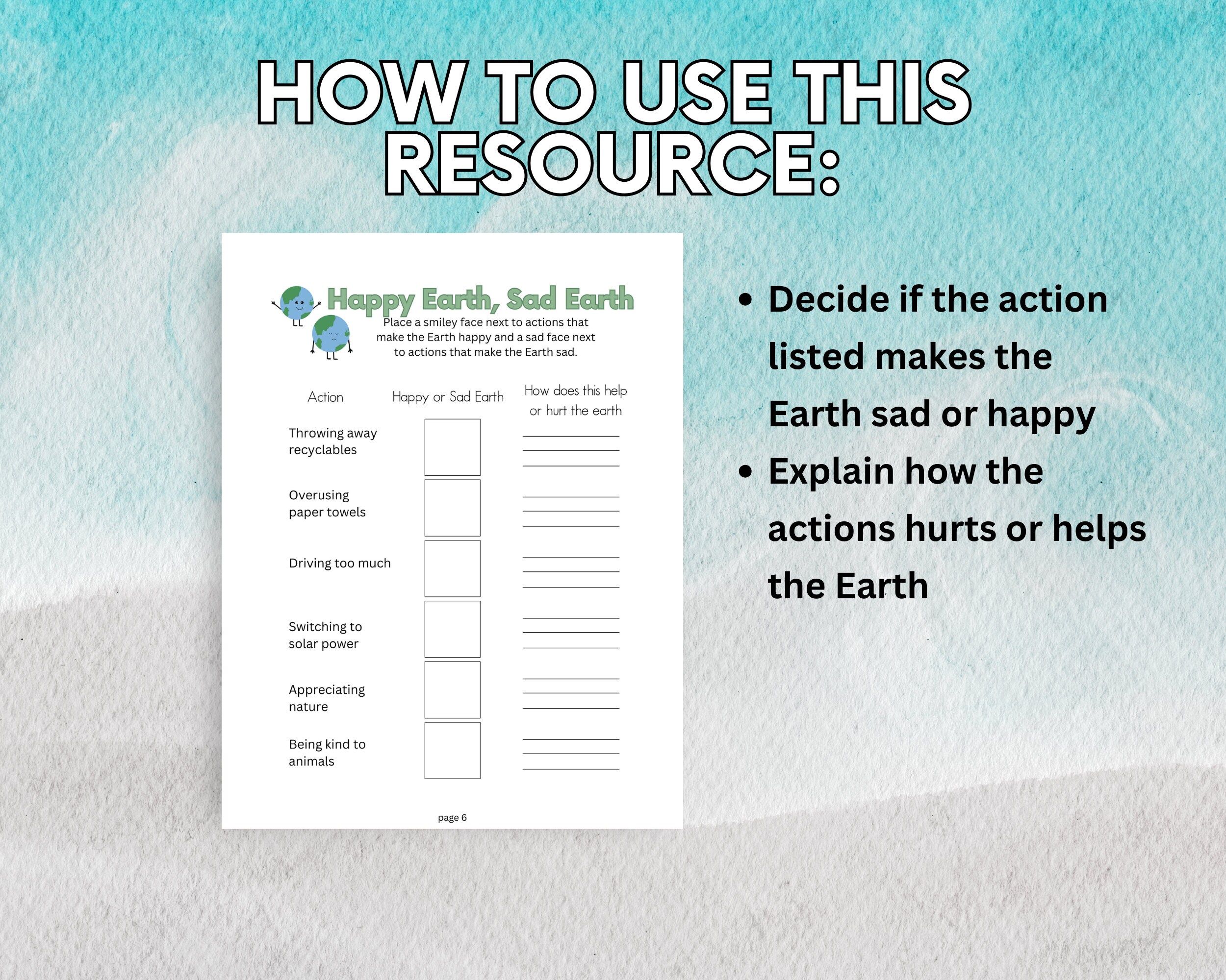 Happy Earth Vs Sad Earth Activity | Elementary School Science Activity ...